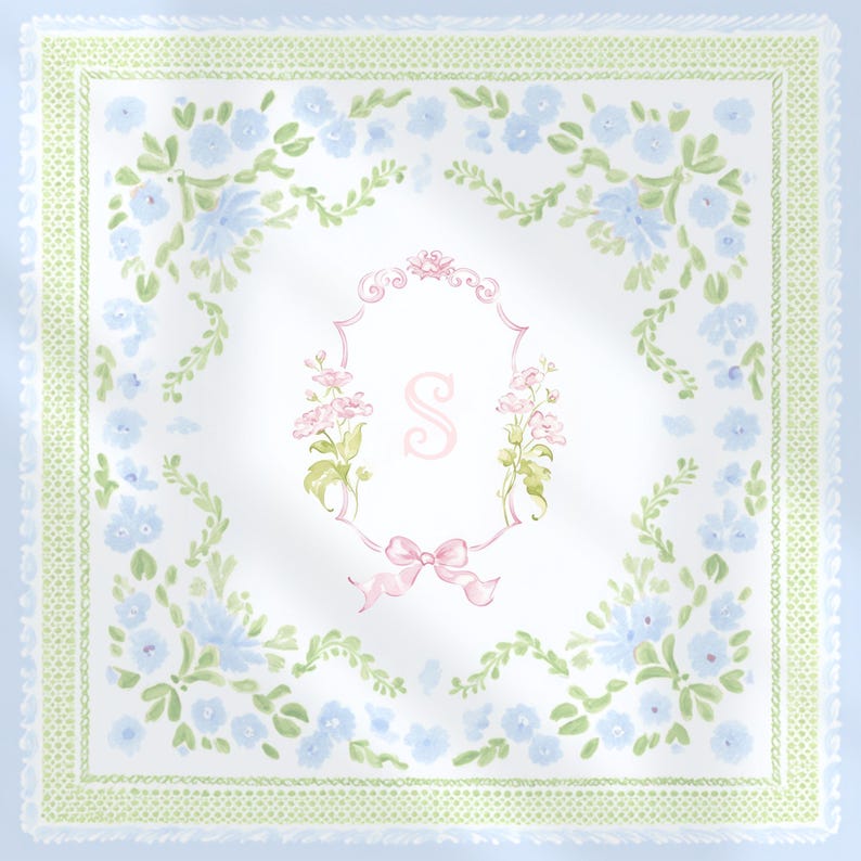 15 Grandmillennial Floral Frames PNG Clipart: Preppy Blue and Pink ...