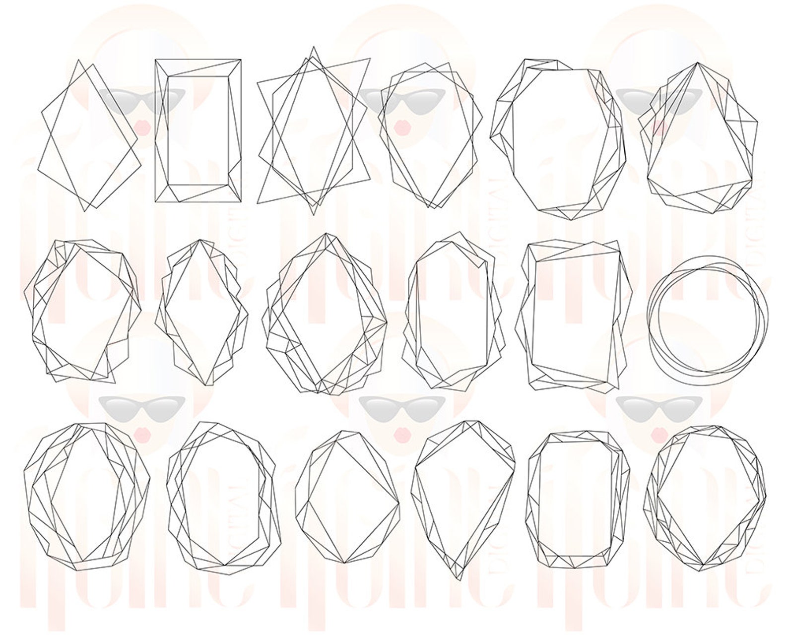 Geometric Frames Clipart Polygonal Frames Modern Minimalist | Etsy
