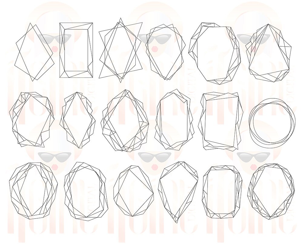 Geometric Frames Clipart Polygonal Frames Modern Minimalist | Etsy
