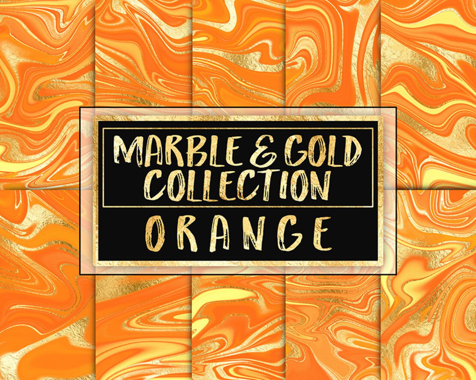 Marble Digital Paper gold foil orange marble liquid marble | Etsy