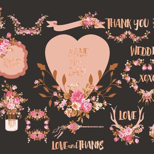 Autumn Wedding Clipart, Shabby Chic Clipart Rustic Harvest Flower ...