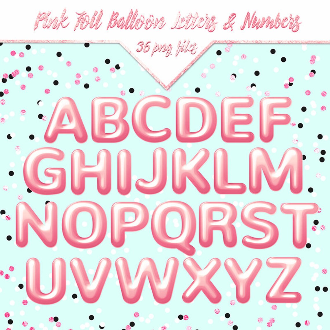 Pink Foil Balloon Letters & Numbers Alphabet Clipart Foil - Etsy