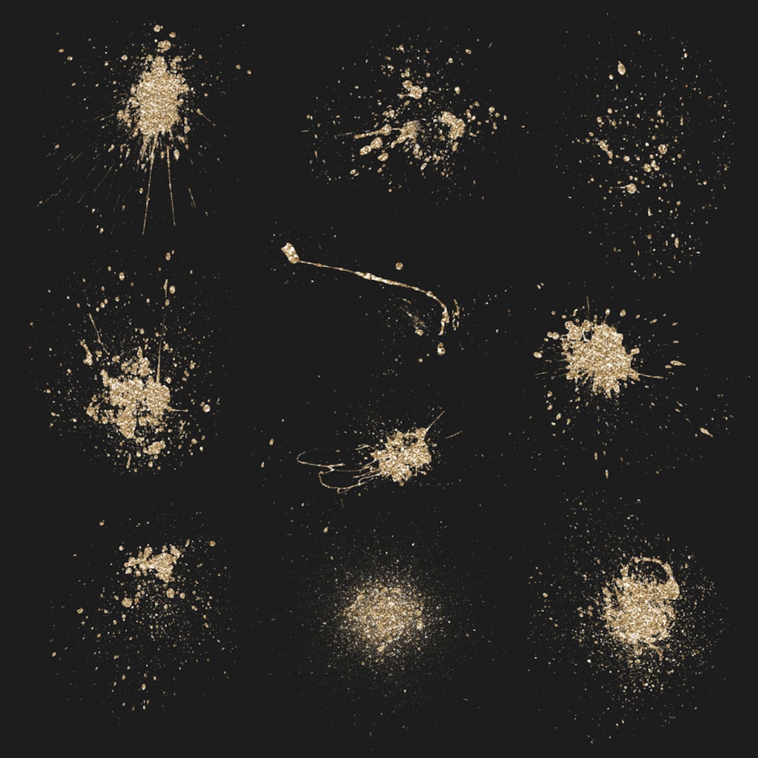 Gold Glitter Paint Splatter Clip Art - Gold Glitter Gold Watercolor ...