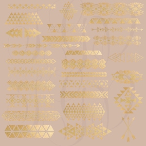 Tribal Borders Digital Clip Art Gold Foil Tribal Aztec | Etsy Canada