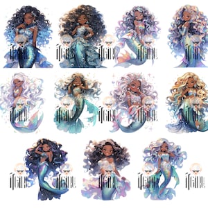 Mermaid Clipart, Cute Girl Clipart, Summer Clipart, Nautical Clipart ...