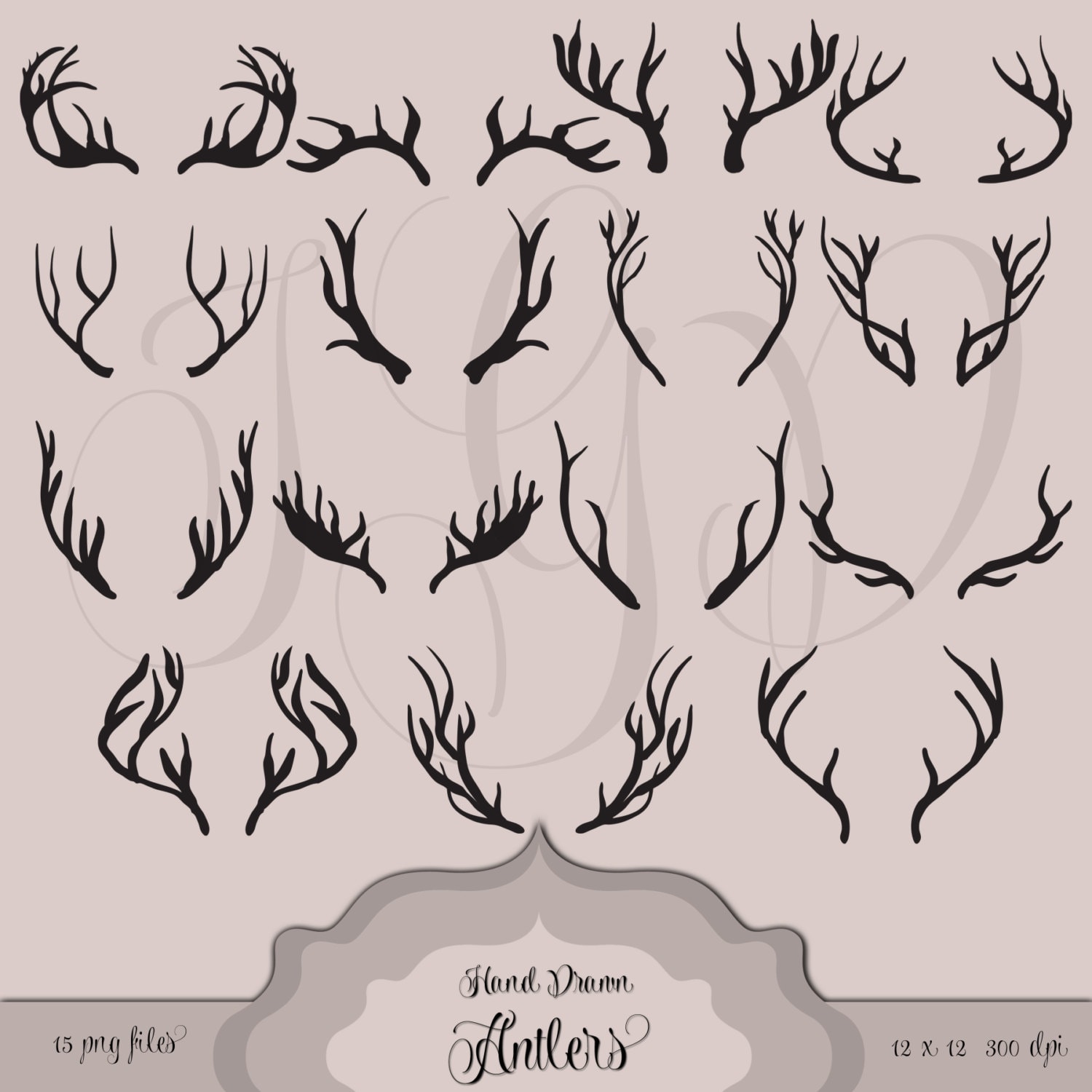 Antlers Hand Drawn Digital Clip Art Deer Antler Christmas Clipart Embellishments Transparent Background Scrapbooking Wedding Invitations Etsy Canada