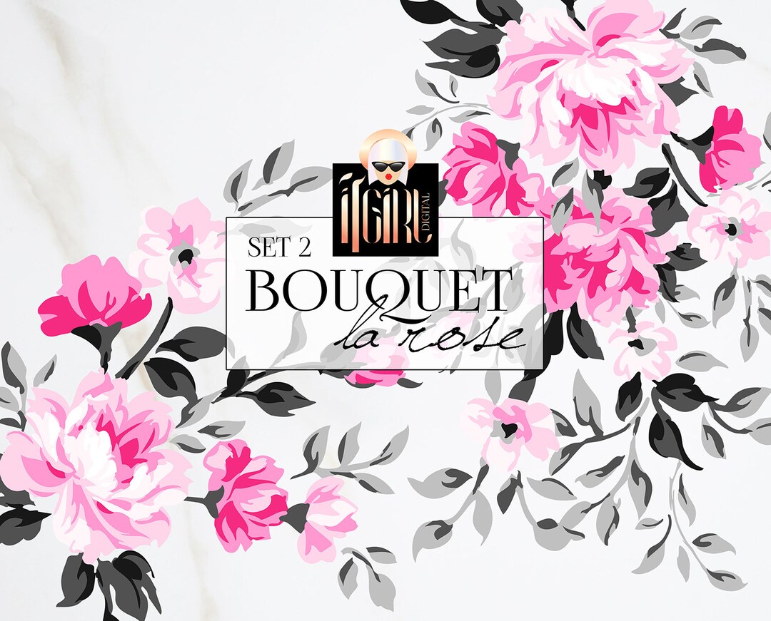 Flower Bouquet Clipart, Vintage Flower Clipart, Botanical, Shabby Chic ...