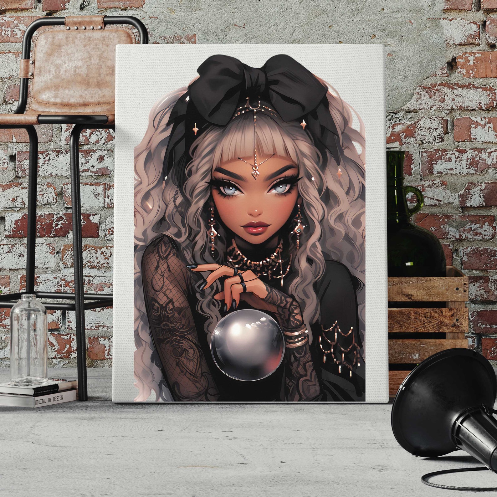 Fortune Teller Watercolor Clipart, Dark Aesthetic, Gothic Glam Stickers ...