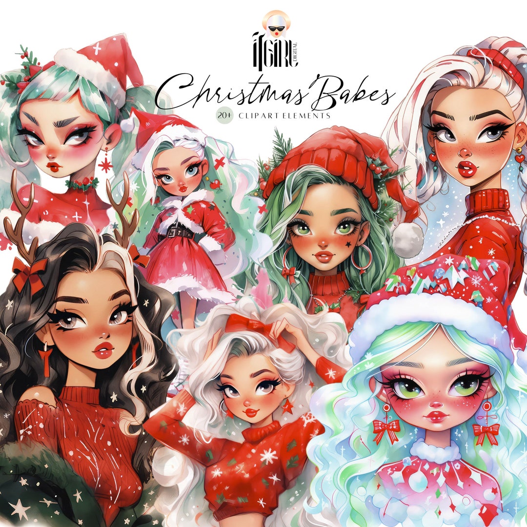 Christmas Dolls Clipart, Cute Girl Clipart, Christmas Clipart ...