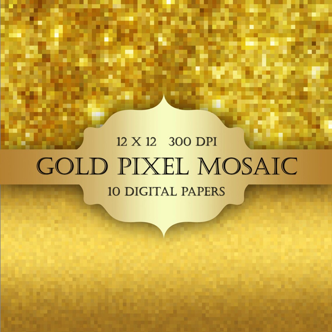 Gold Pixel Mosaic Digital Paper Gold Texture Sparkle Glitter | Etsy
