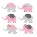 Elephants Clipart - Pink Grey Elephants Baby Shower Baby Girl Birthday ...