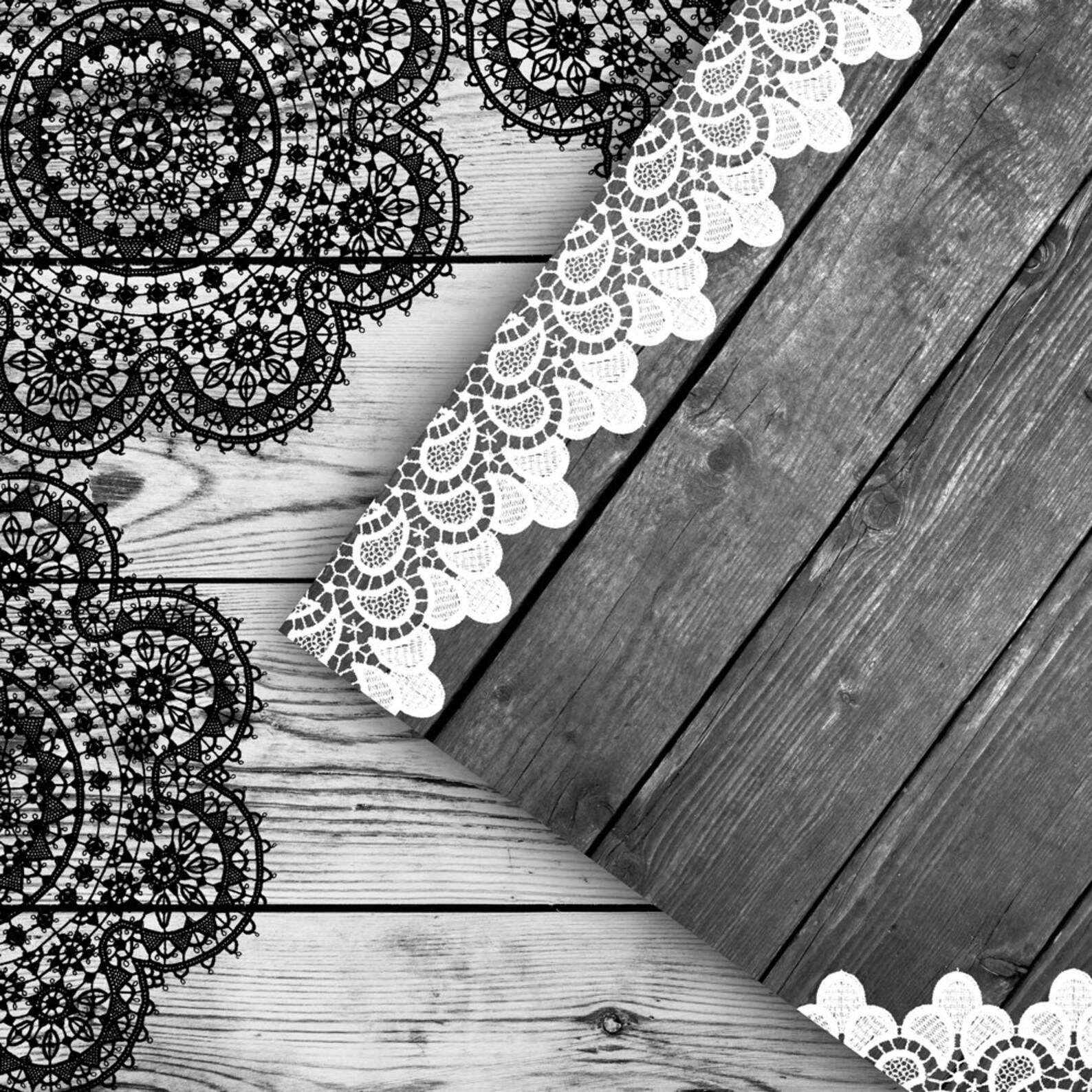 Rustic Wood & LACE Digital Paper Pack Vintage Black and - Etsy