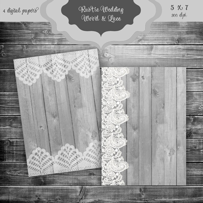 Rustic Wood & LACE Digital Paper Pack Vintage Wood and Lace | Etsy