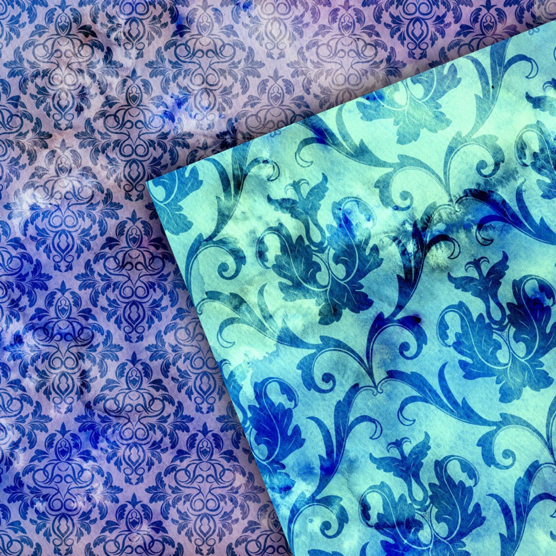 Grunge Aesthetic Digital paper WATERCOLOR Damask watercolur | Etsy