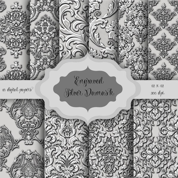 Damask Digital Paper - Etsy