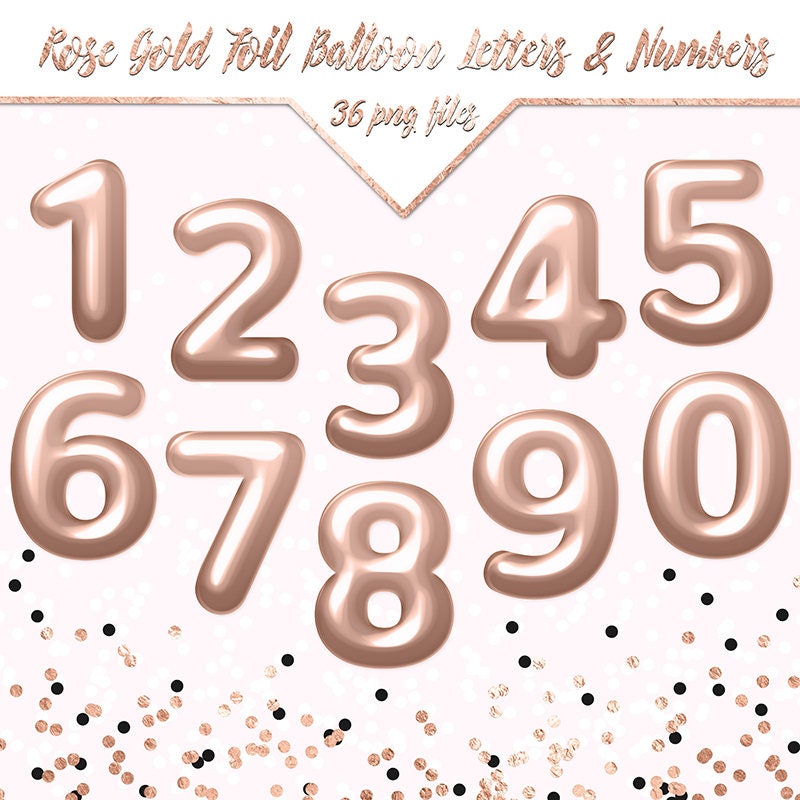 Rose Gold Foil Balloon Letters & Numbers Alphabet Clipart - Etsy