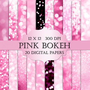 Valentines Bokeh Digital Paper - Pink, Glitter, Bokeh Backgrounds ...