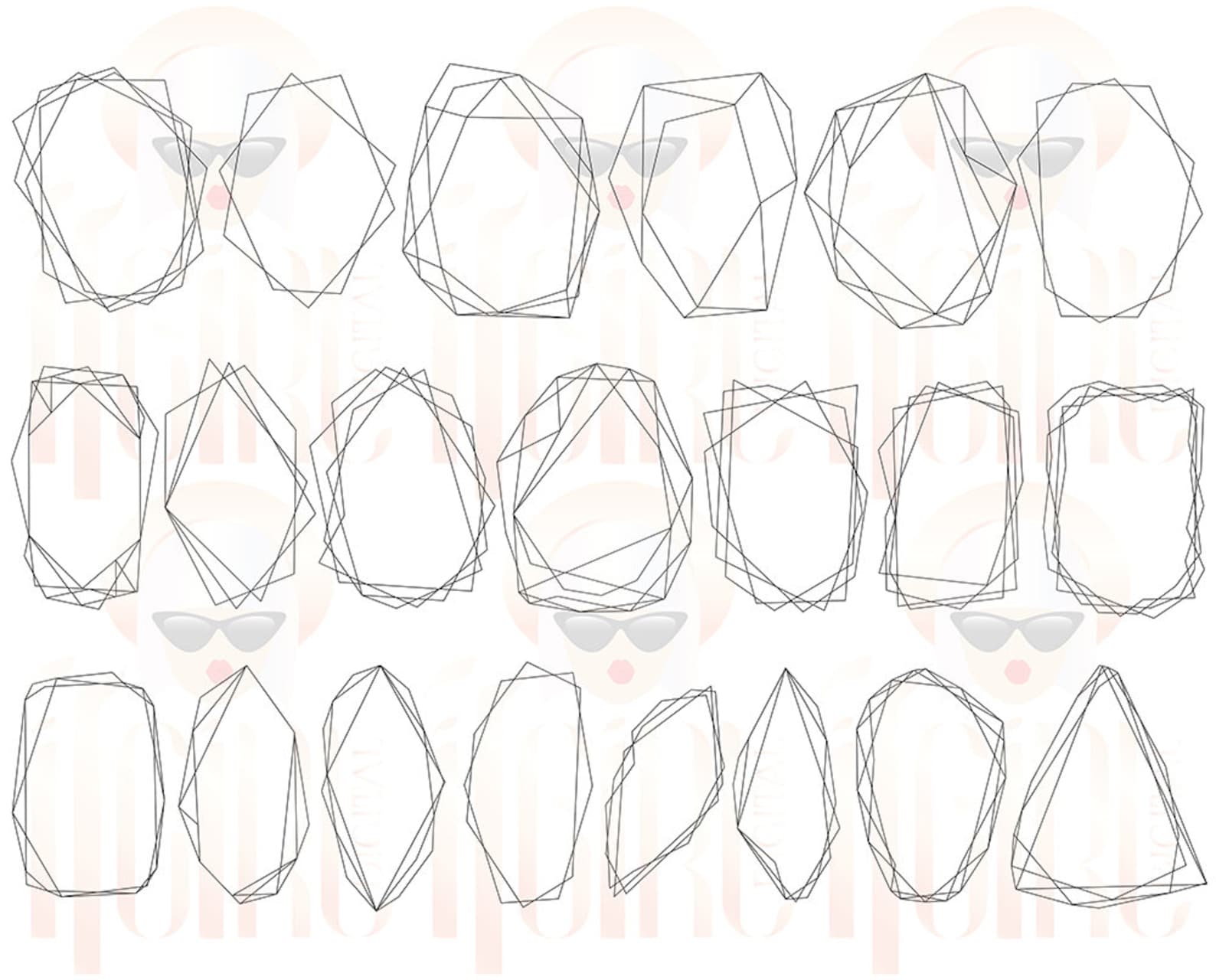 Geometric Frames Clipart Polygonal Frames Modern Minimalist | Etsy