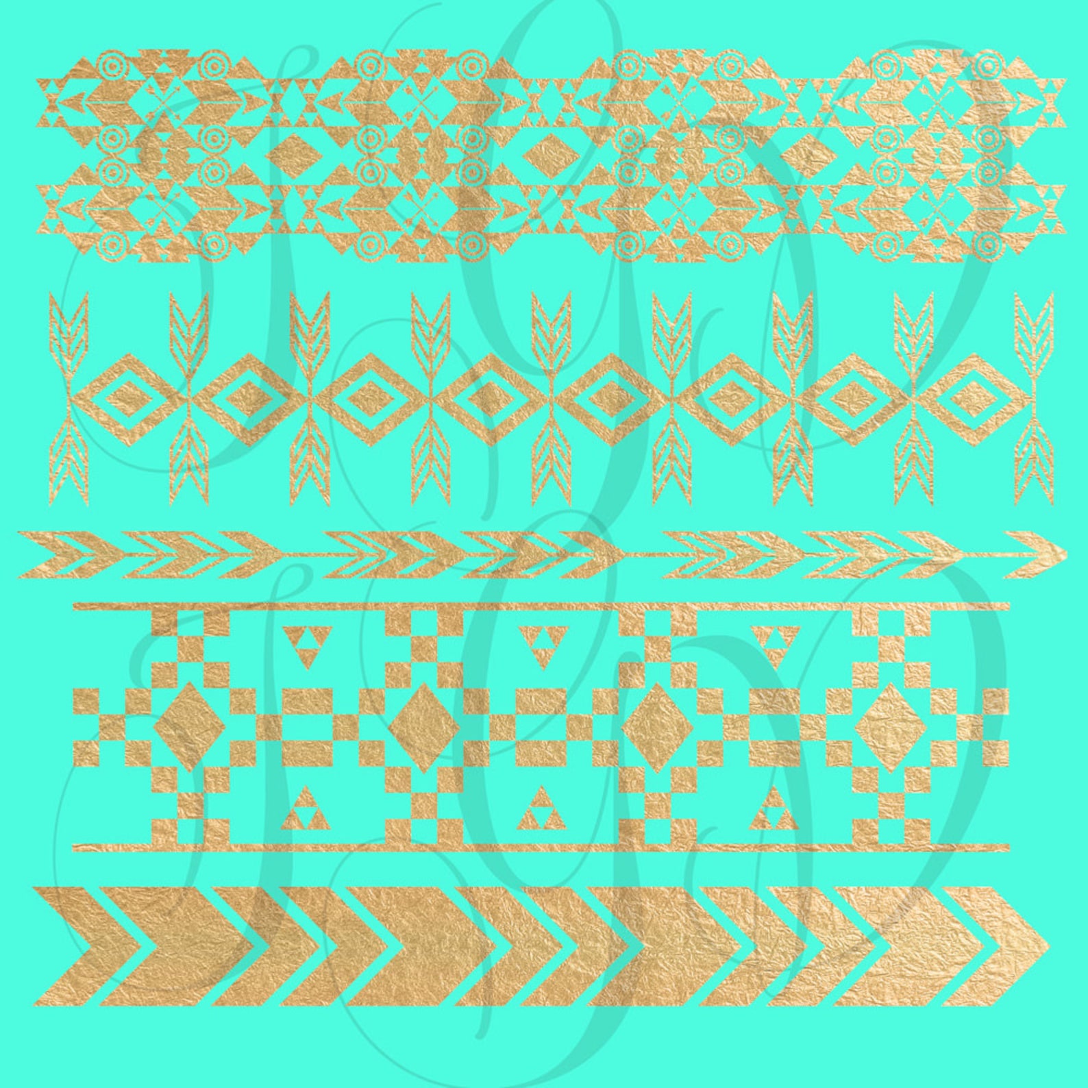 Tribal Borders Digital Clip Art Gold Foil Tribal Aztec | Etsy Canada