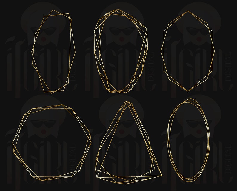 Gold Foil Geometric Frames Clipart Polygonal Frames Modern - Etsy