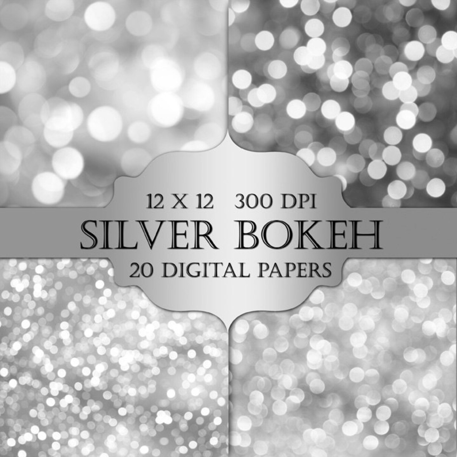 Bokeh Digital Paper silver bokeh silver glitter bokeh | Etsy