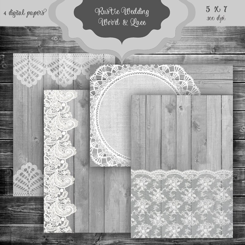 Rustic Wood & LACE Digital Paper Pack Vintage wood and lace | Etsy