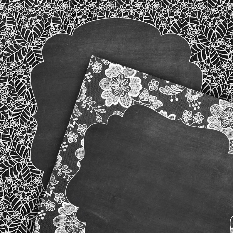 Chalkboard & Lace Digital Paper Pack: Vintage Backgrounds (digital ...