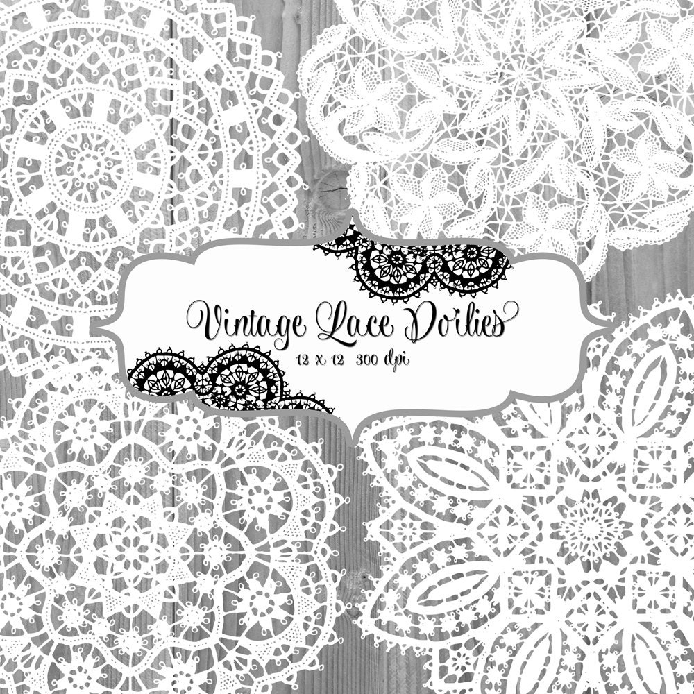Vintage LACE Doily Digital Clipart authentic Lace Doily & - Etsy