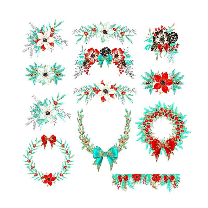 Christmas Flowers Clipart Flower Clipart Foliage Holly - Etsy