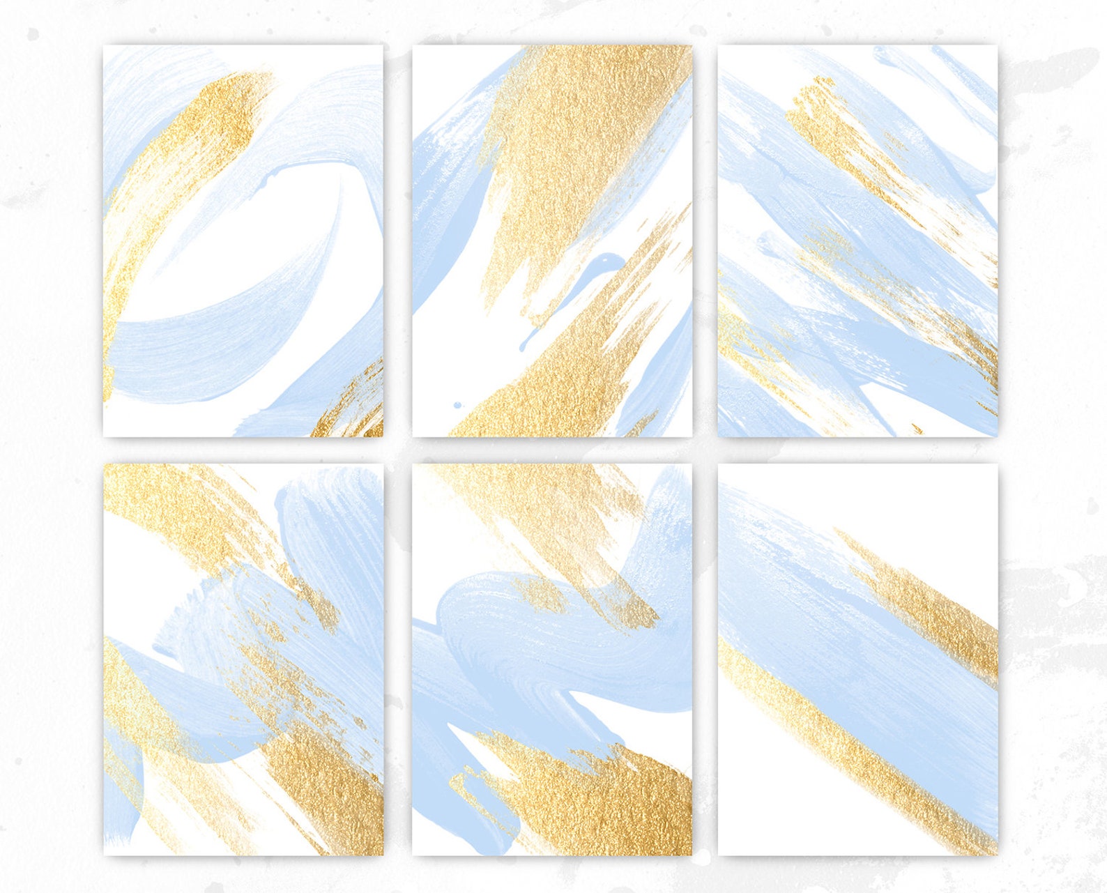 Baby Blue & Gold Brush Strokes Watercolor Textures Gold - Etsy