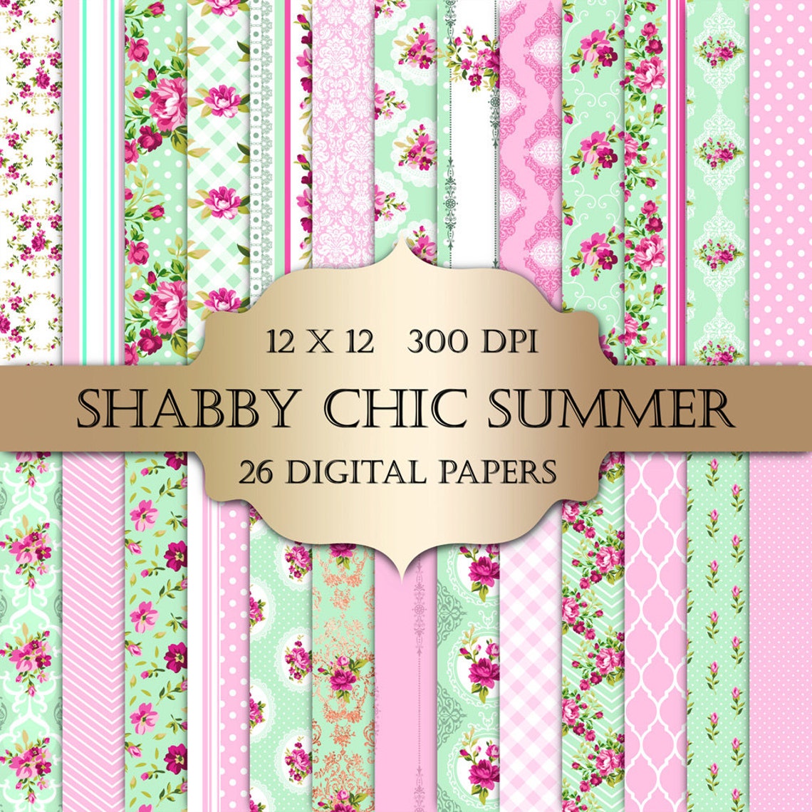 Shabby Chic Digital Paper Vintage Pink Pastel Floral Lace | Etsy