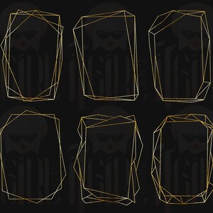 Gold Foil Geometric Frames Clipart - Polygonal Frames Modern Minimalist ...