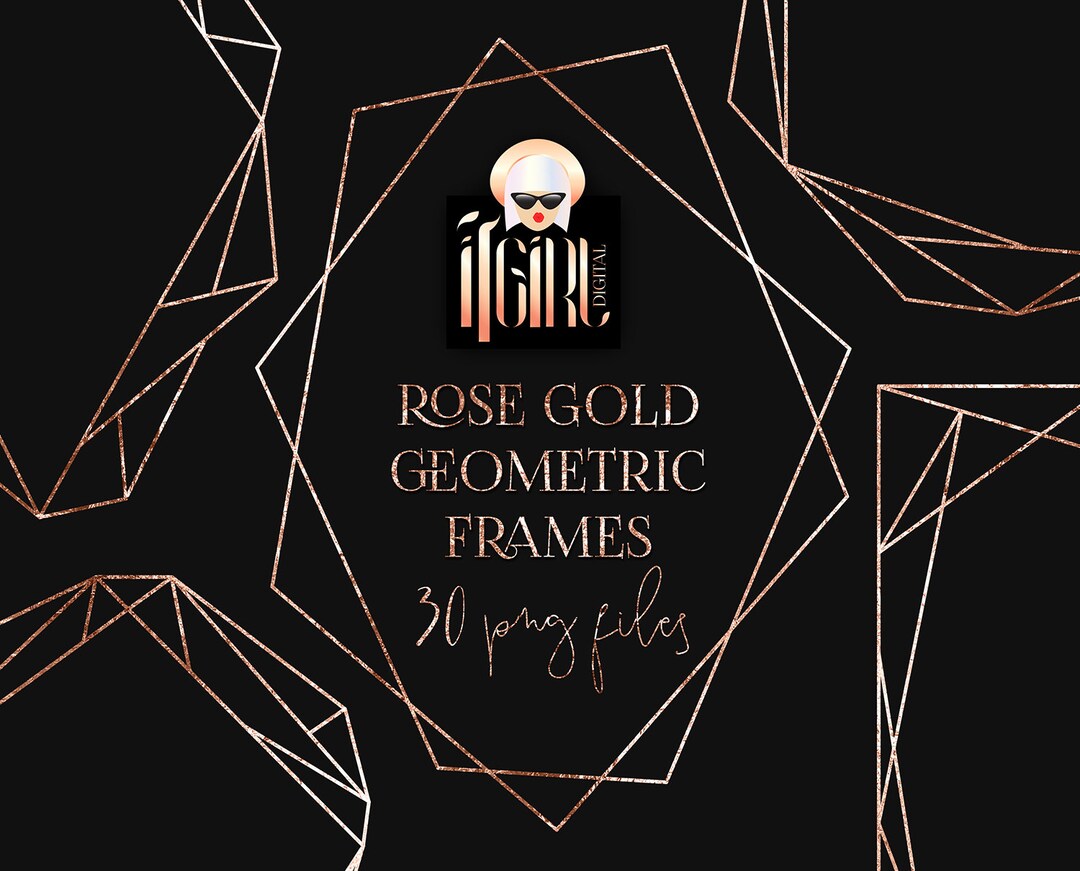 Rose Gold Geometric Frames Clipart - Polygonal Frames Modern Minimalist ...
