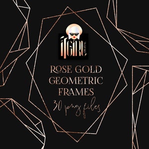 Rose Gold Geometric Frames Clipart - Polygonal Frames Modern Minimalist ...