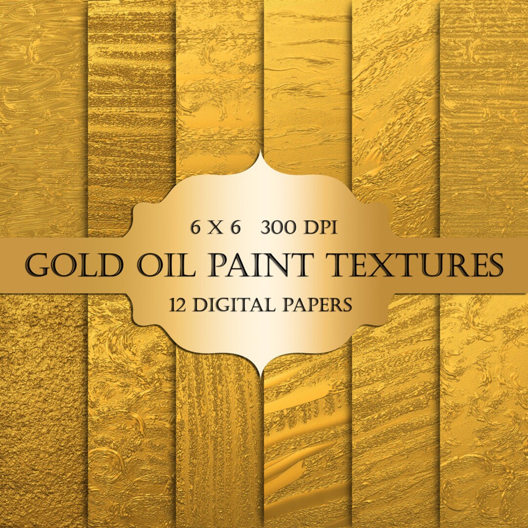 Gold Digital Paper - Gold Oil Paint Scrapbooking Digital Paper Textured ...