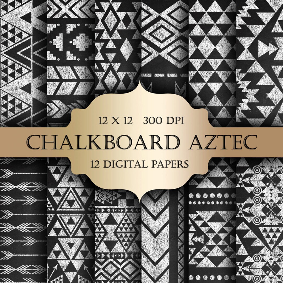 Chalkboard AZTEC Digital Paper Pack Ethnic Tribal Chalk Triange ...