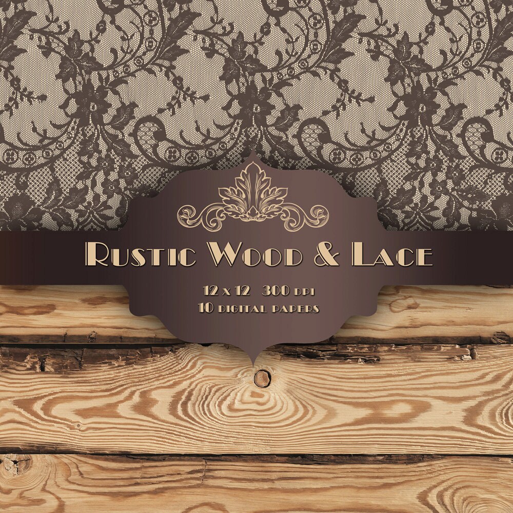 Vintage Rustic Wood Background With Lace