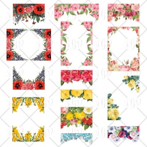 Vintage Floral Borders Clipart: Shabby Chic Flowers (digital Download ...