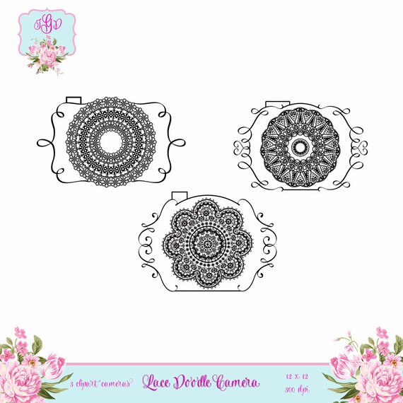 LACE Doily Doodle Camera Digital Clip Art Vintage Lace - Etsy
