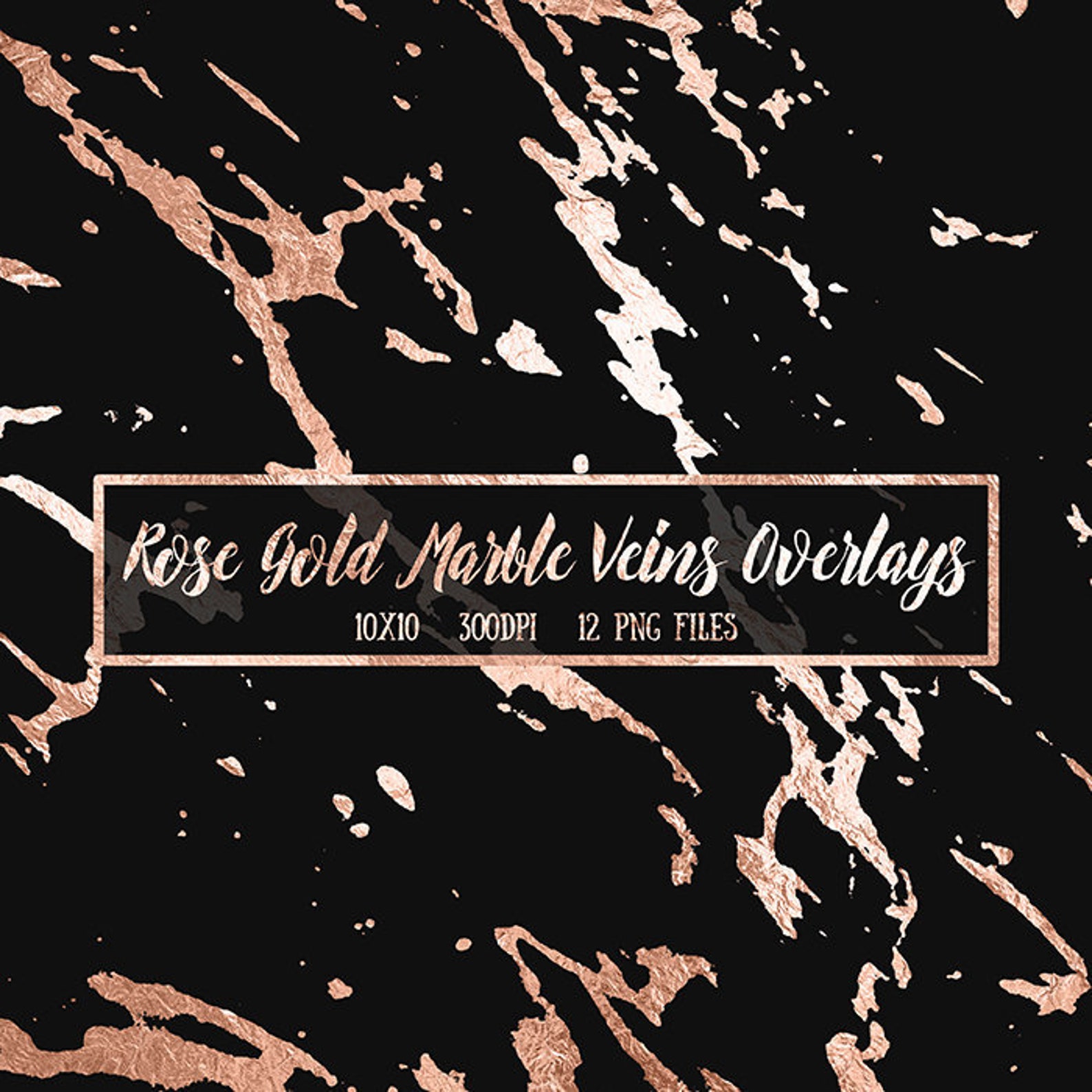 Rose Gold Foil Marble Veins Digital Overlays Rose Gold - Etsy