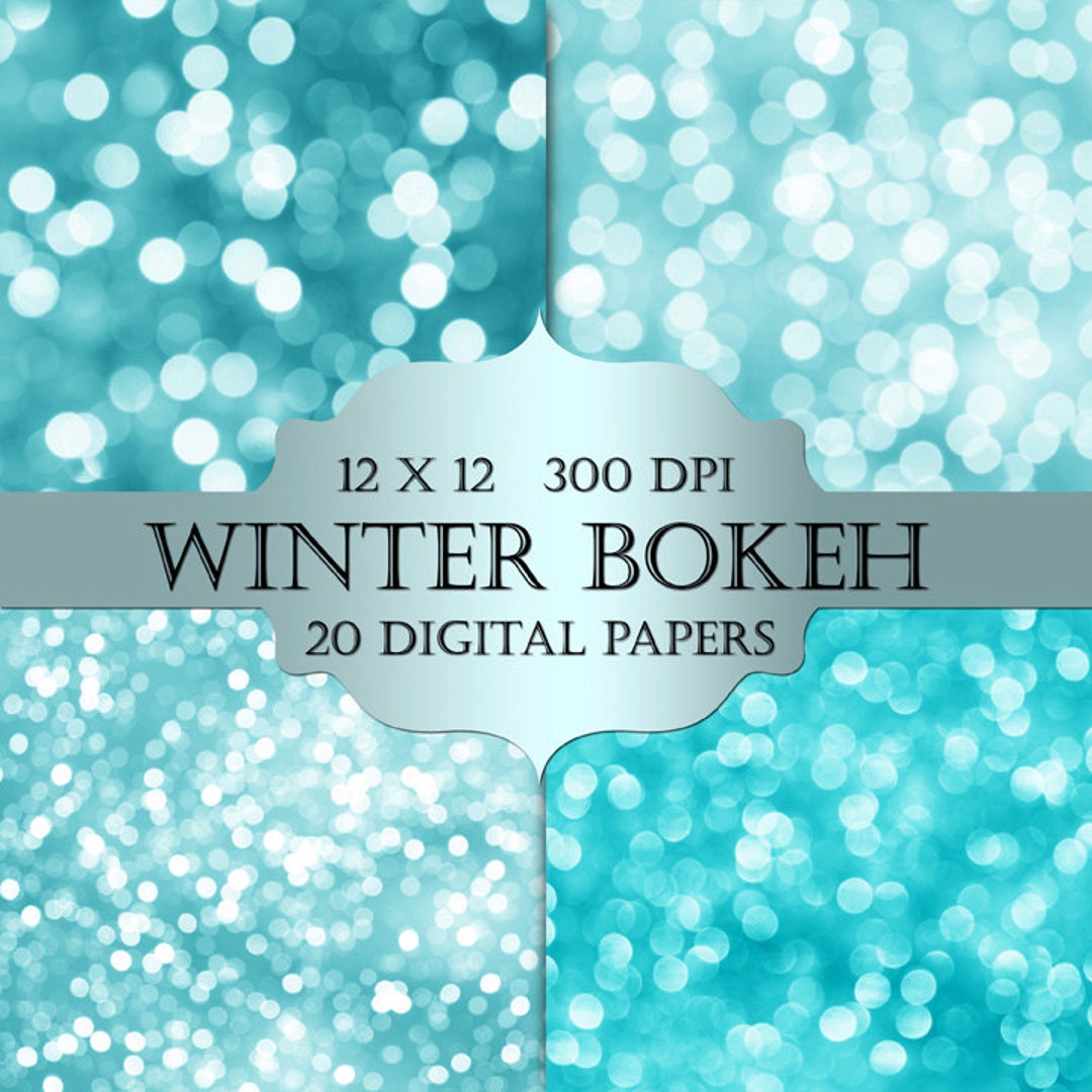 Winter Blue Bokeh Digital Paper: Glitter Backgrounds (digital Download ...