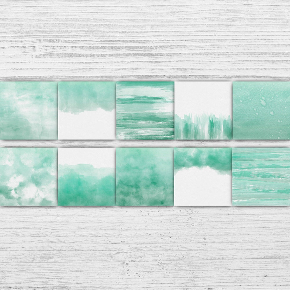 Watercolor Digital Paper Green Watercolor Painted Digital | Etsy