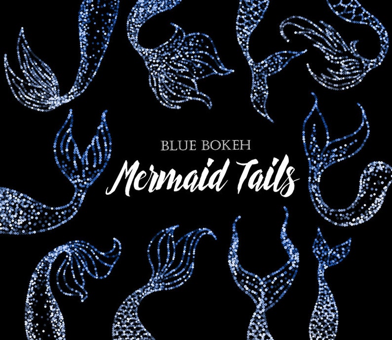 Mermaid Clipart Mermaid Tail Clipart Bokeh Overlays Blue - Etsy