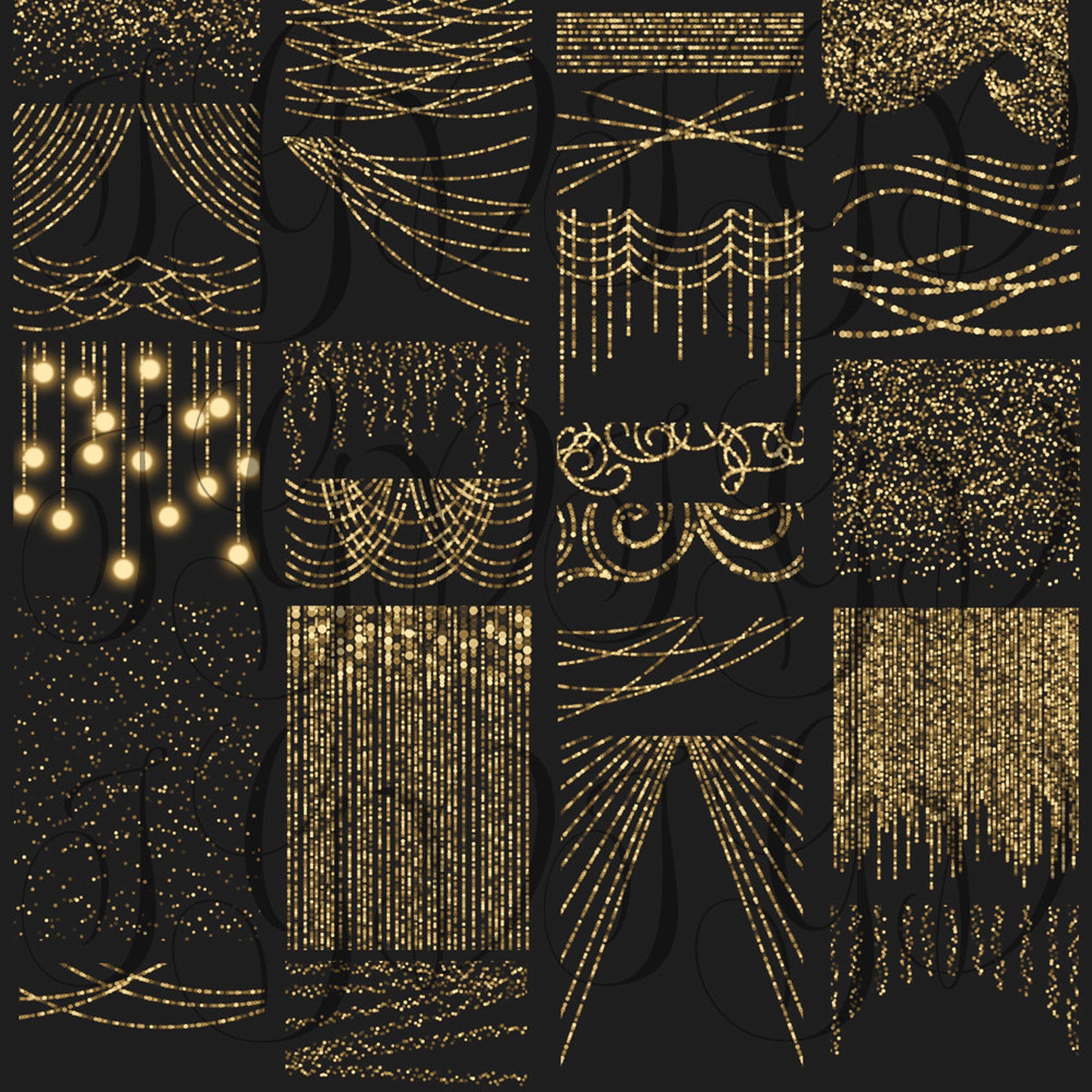 Gold Bokeh String Lights Digital Clipart Overlay Gold - Etsy