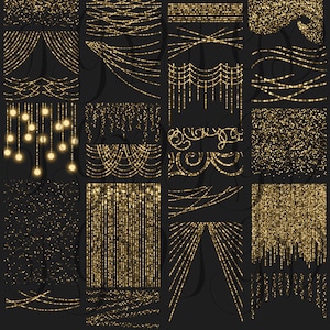 Gold Bokeh String Lights Digital Clipart Overlay - Gold Bunting Fairy ...