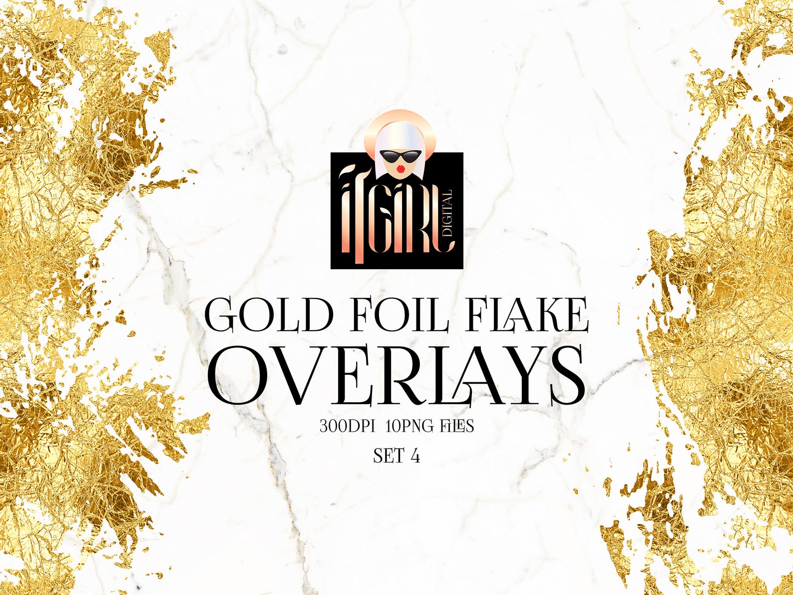 Gold Foil Flake Clipart Gold Borders Overlays Gold Foil - Etsy