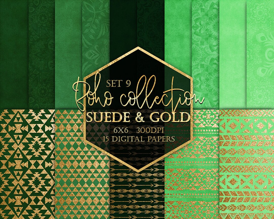 Tribal Digital Paper Bohemian Suede Boho Geometric Ethnic Gold Glitter ...