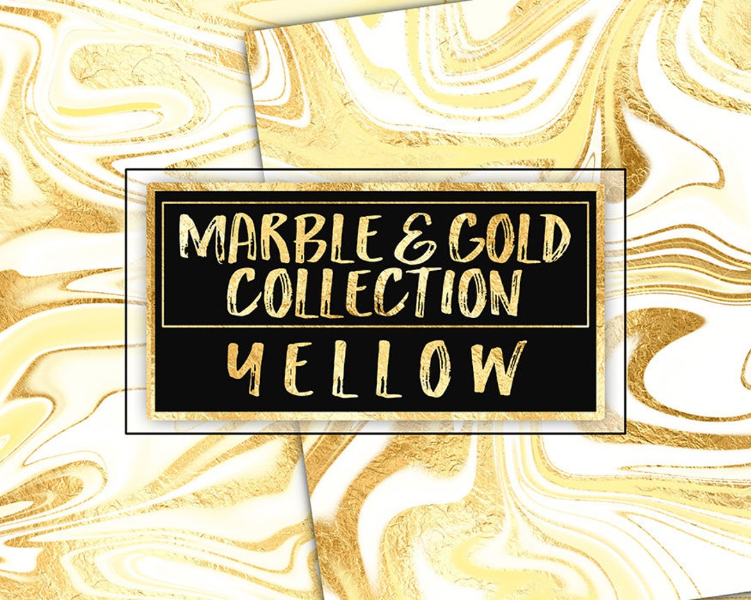 Yellow Marble Digital Papers Gold Foil Marble Liquid Marble Modern ...