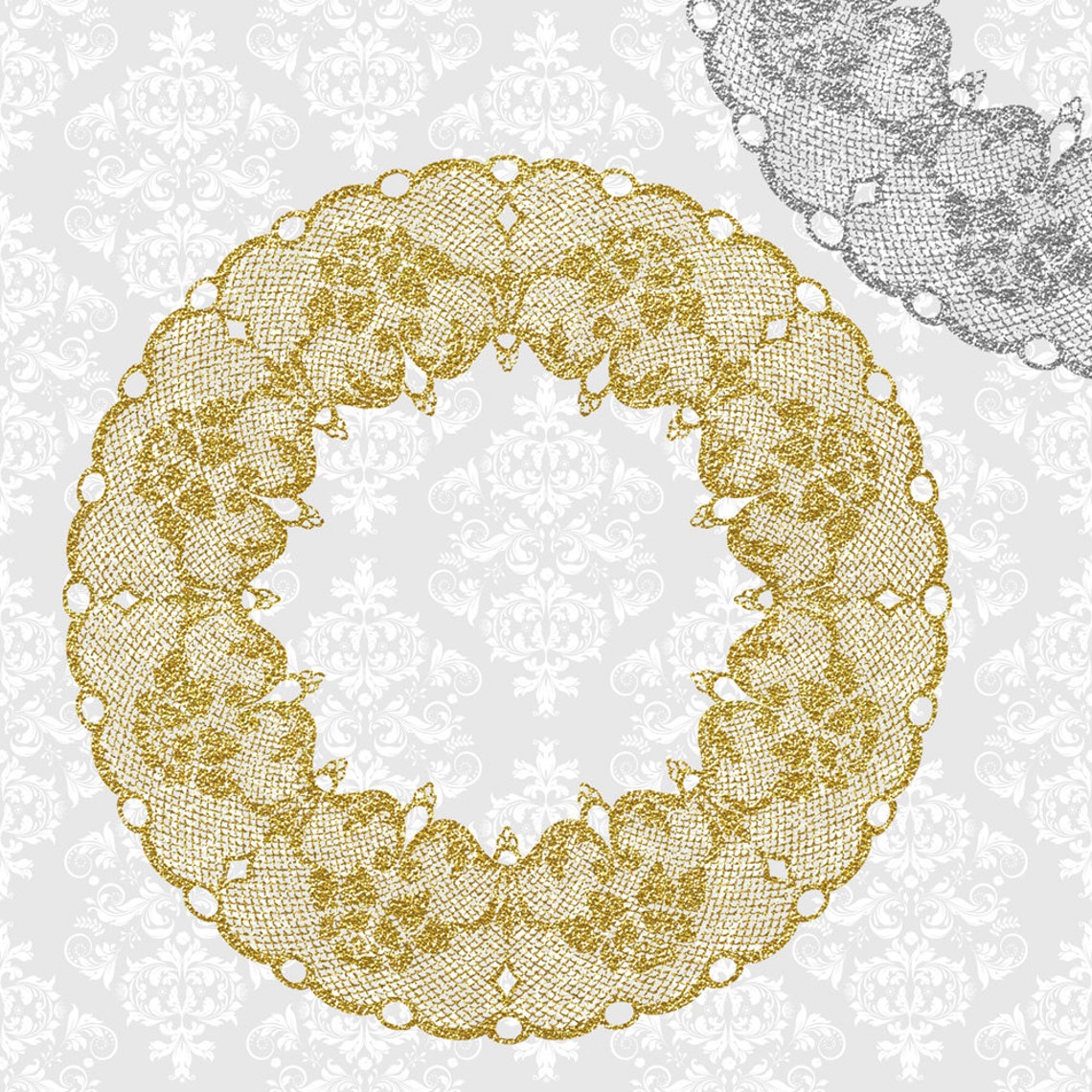 Glitter LACE Doily Frames Digital Clip Art Gold/silver | Etsy