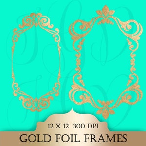 Gold Foil Frames Digital Clip Art - Hand Drawn Gold Frames Transparent ...